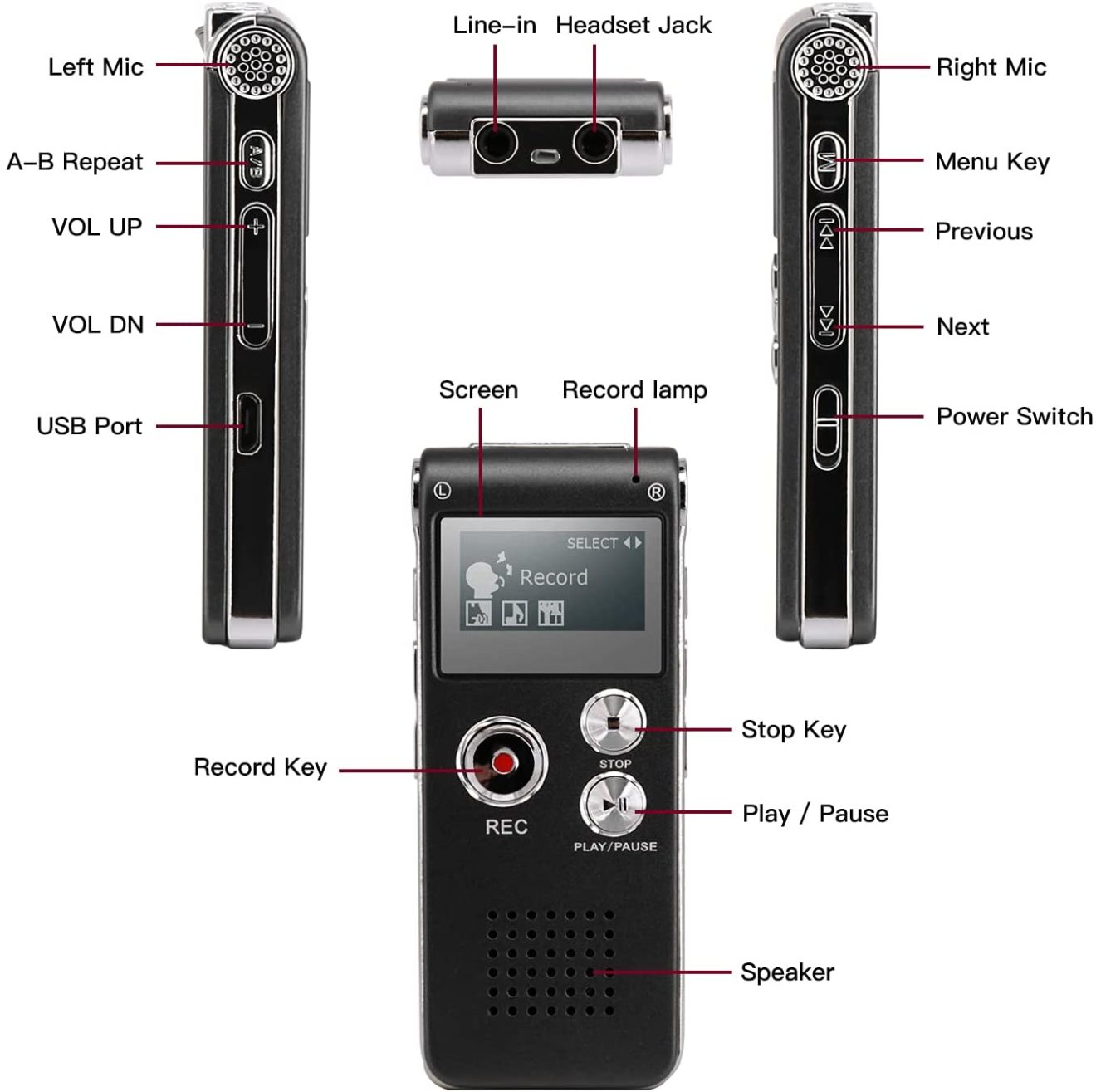 Voice Recorder 8 GB Memory With Various Recording Modes – TrustStore.pk